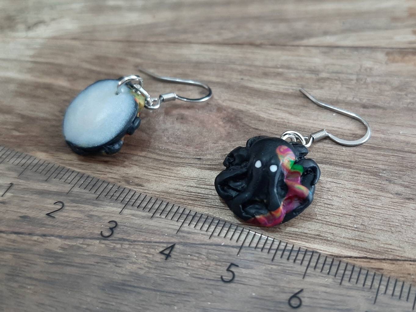 Handmade octopus earrings Polymer clay earrings Black - Etsy France
