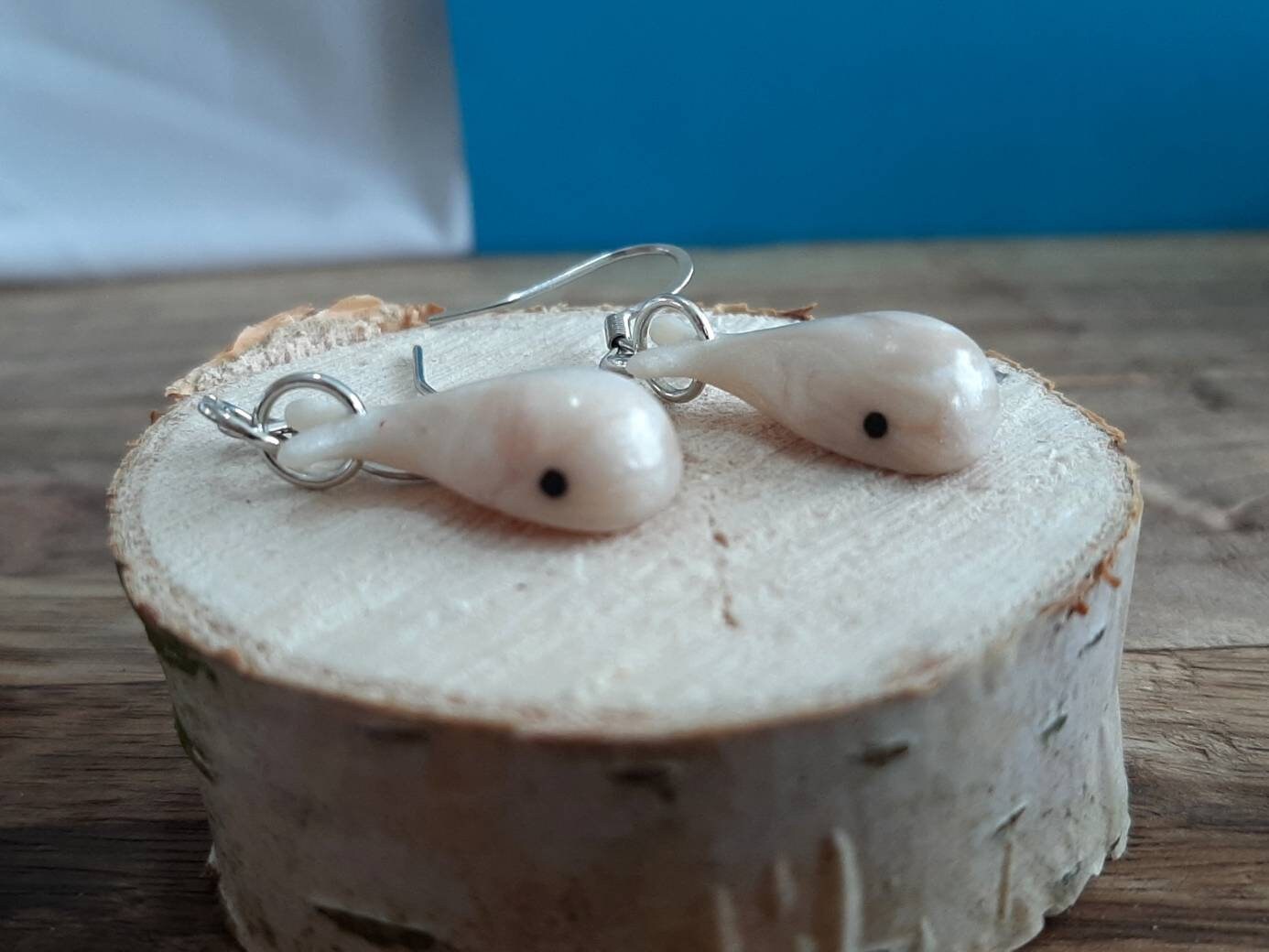 Handmade whale earrings Polymer clay earrings Blue whale - Etsy.de