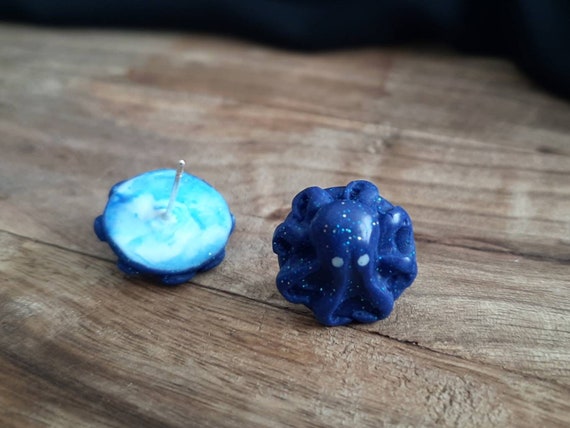 Handmade octopus earrings Octopus stud earrings Polymer | Etsy
