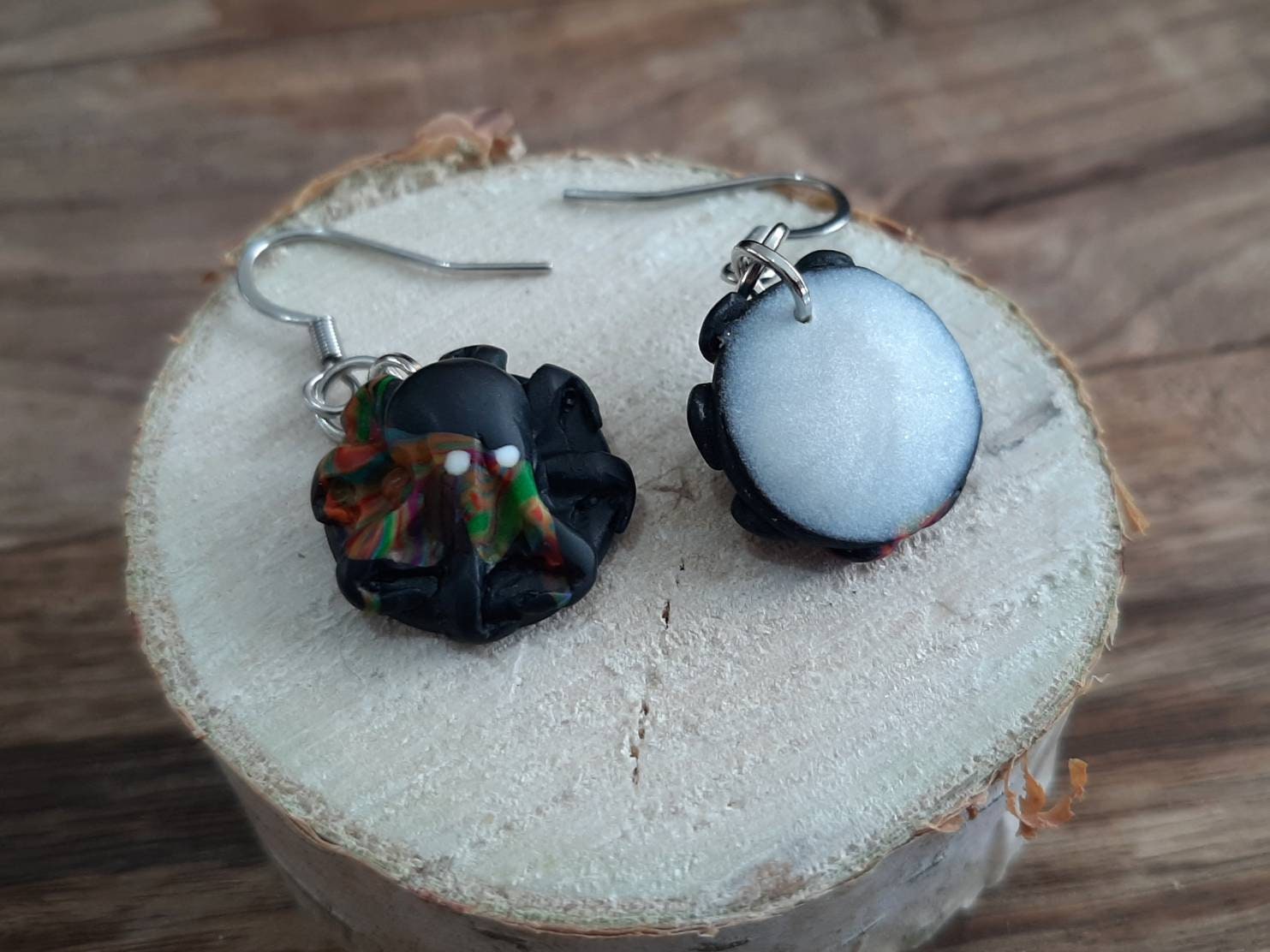Handmade octopus earrings Polymer clay earrings Black - Etsy France