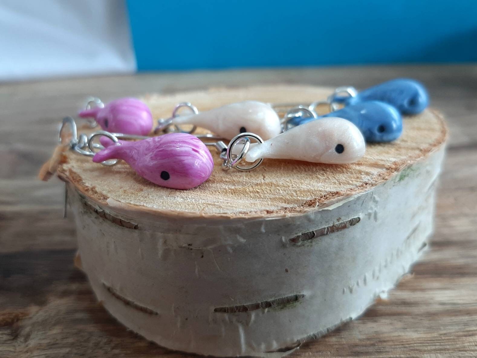 Handmade whale earrings Polymer clay earrings Blue whale - Etsy.de