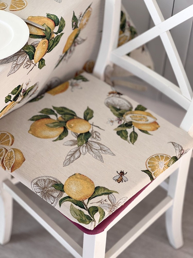Lemons Chair Seat Cushion. Chair Pad. Tapestry Chair Pad. - Etsy