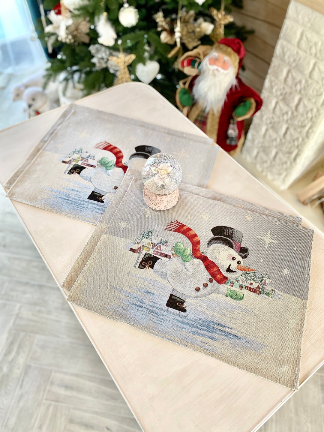 Cute Snowman Table Placemats. Tapestry Placemats. Christamas - Etsy