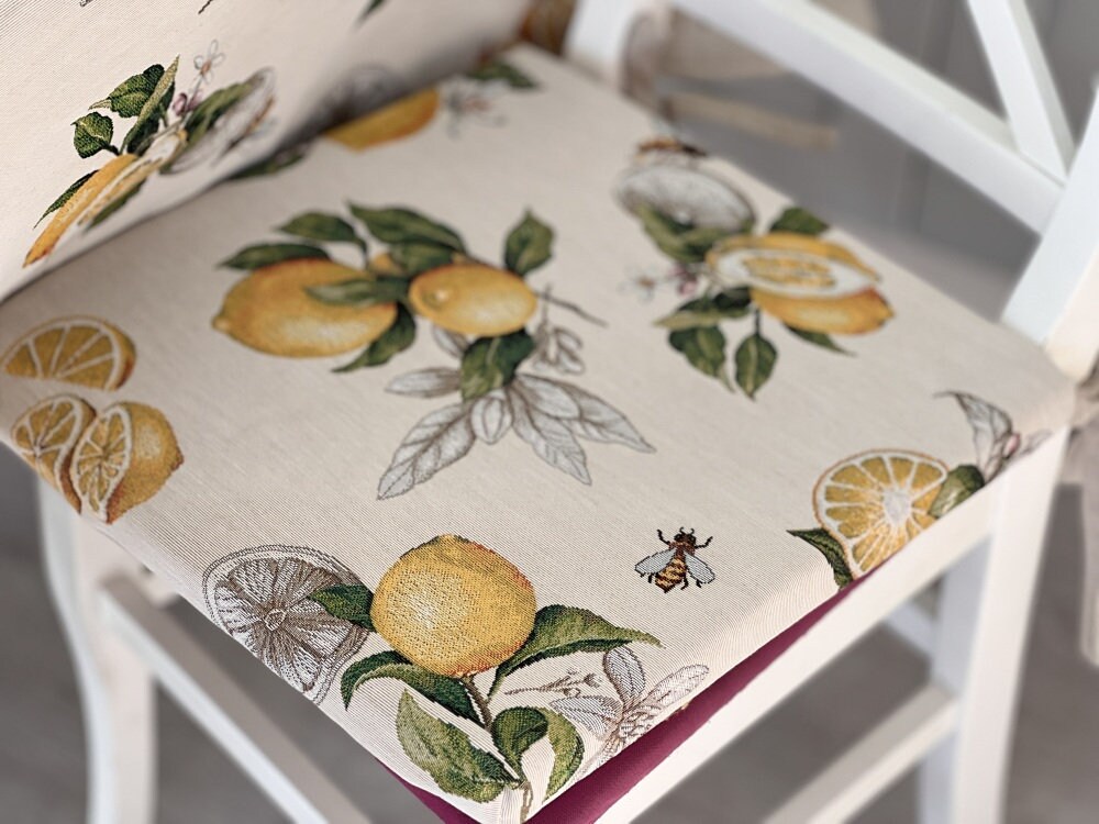 Lemons Chair Seat Cushion. Chair Pad. Tapestry Chair Pad. - Etsy