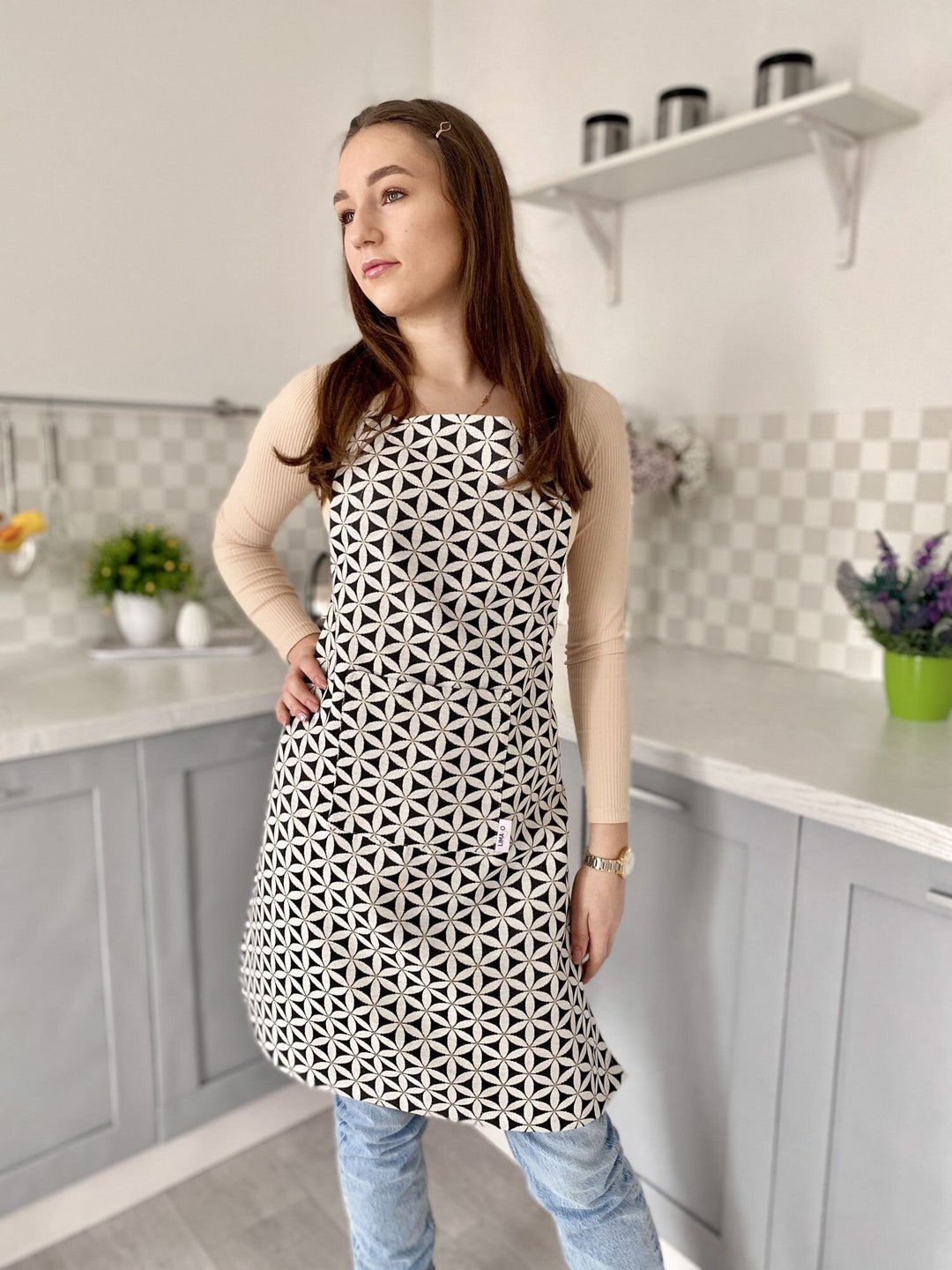 Kitchen Set of Aprons for Cooking and Oven Mitt, Women's Aprons, Oven ...