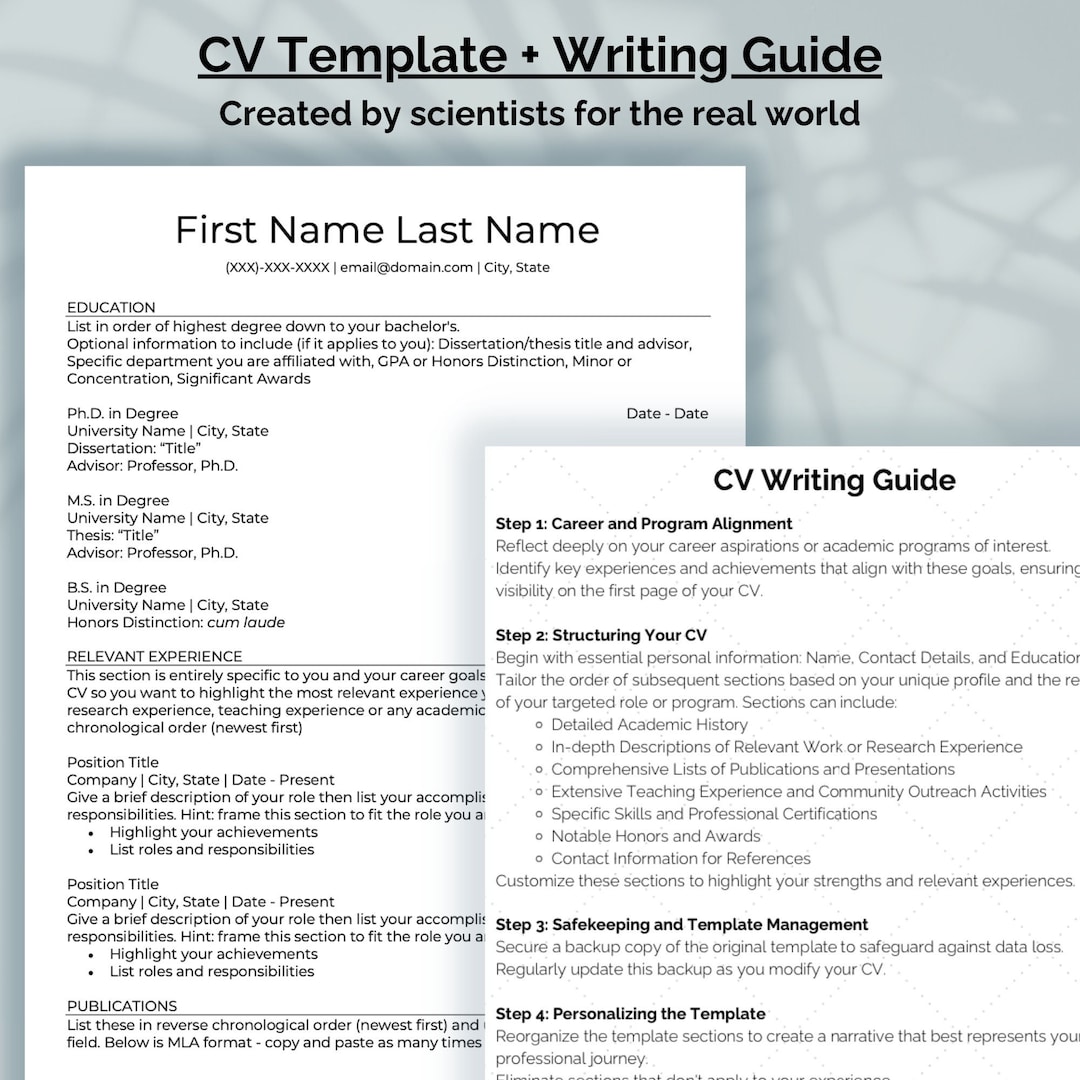Professional Resume Template for Graduate Students - Editable Academic ...