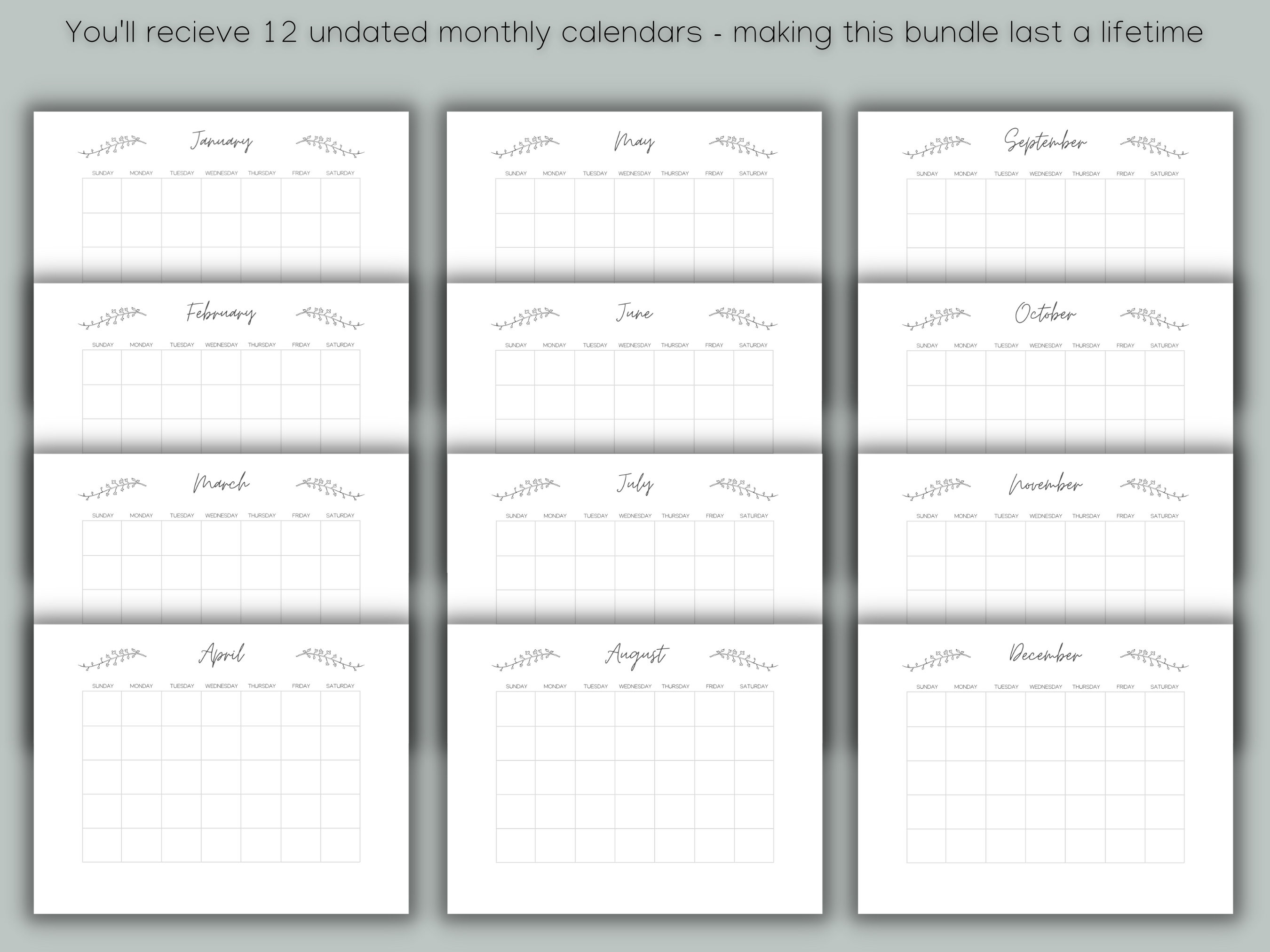 Blank Monthly Calendar Bundle for College Students Grad - Etsy