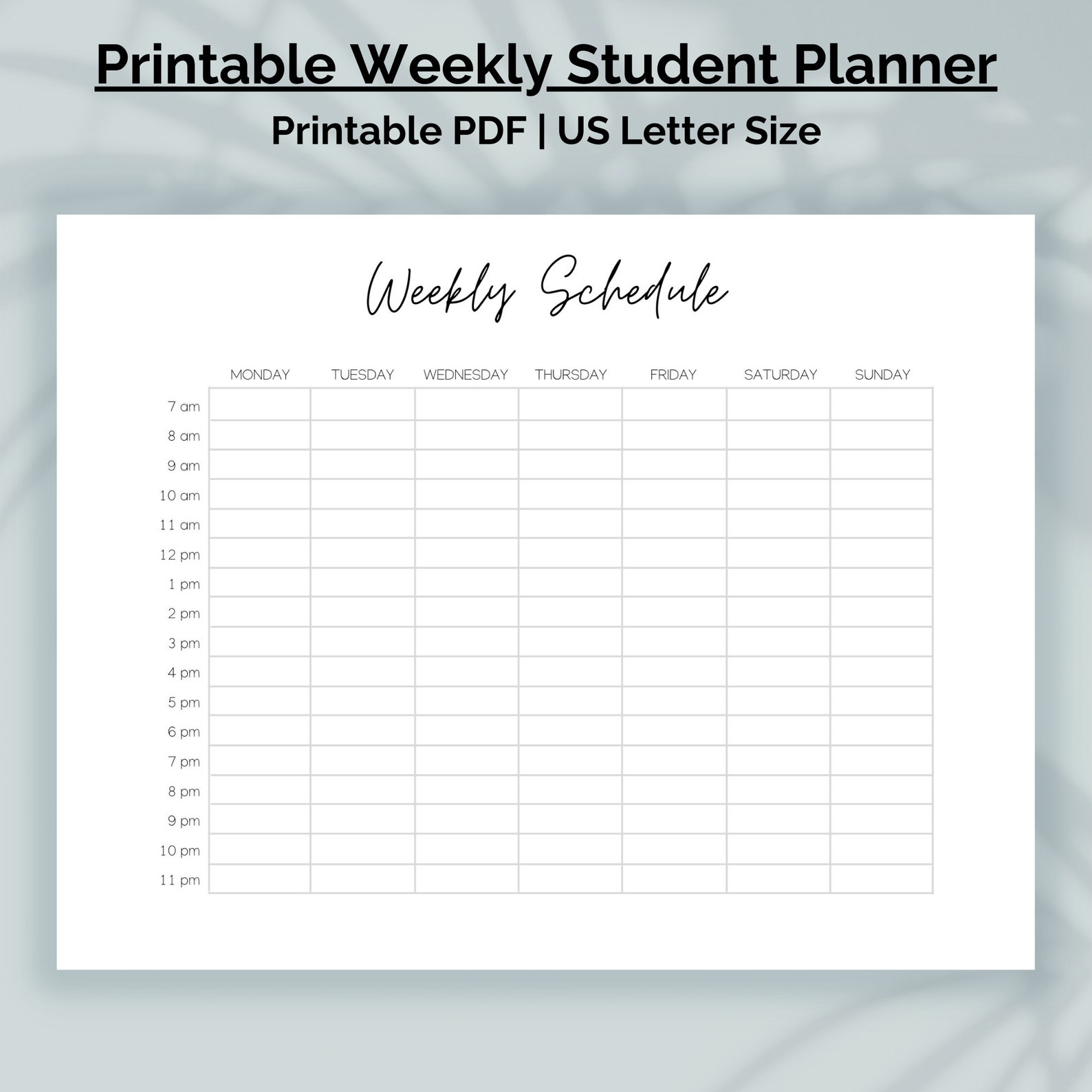 Printable Weekly Student Planner - Organize Study & Tasks - Instant ...