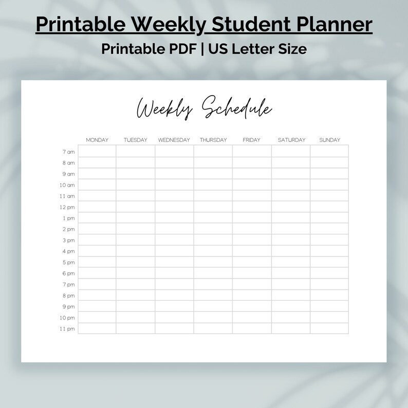 Printable Weekly Student Planner - Organize Study & Tasks - Instant ...