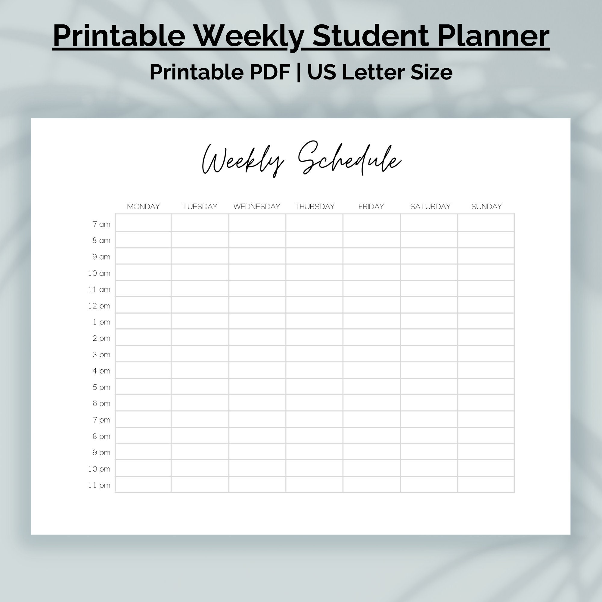 Printable Weekly Student Planner - Organize Study & Tasks - Instant ...