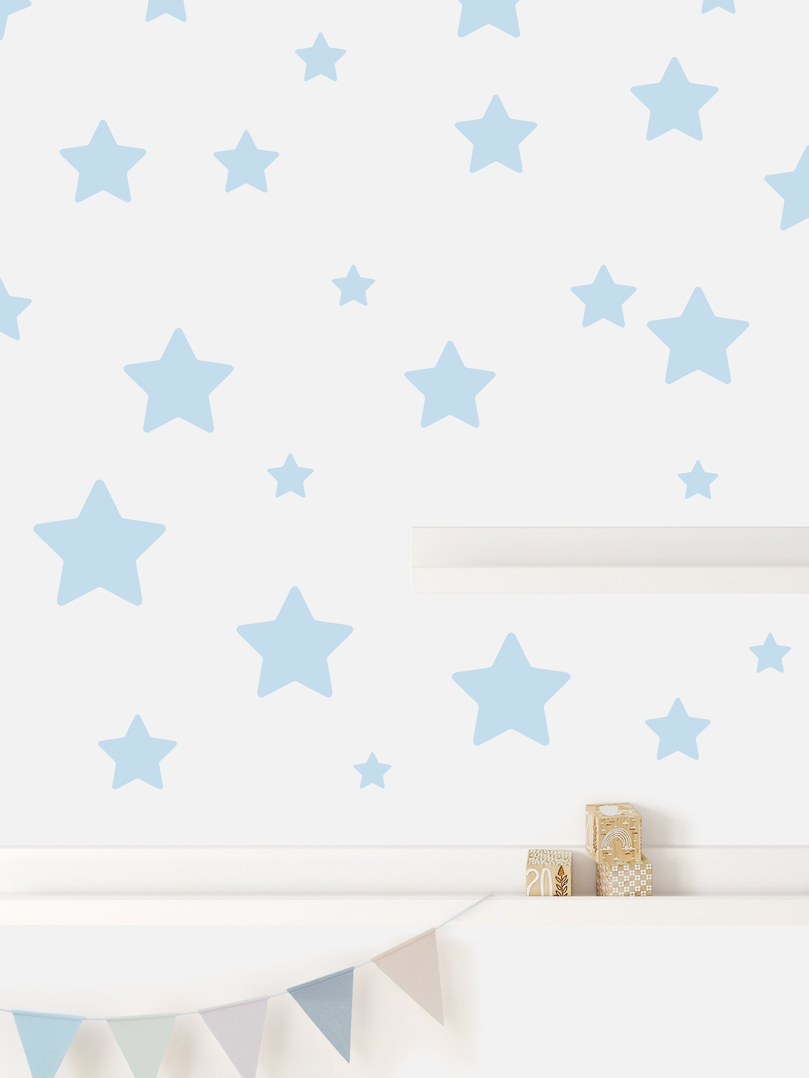 Wall Decal for Baby Room Star Set in Pastel Blue Star Wall Sticker ...
