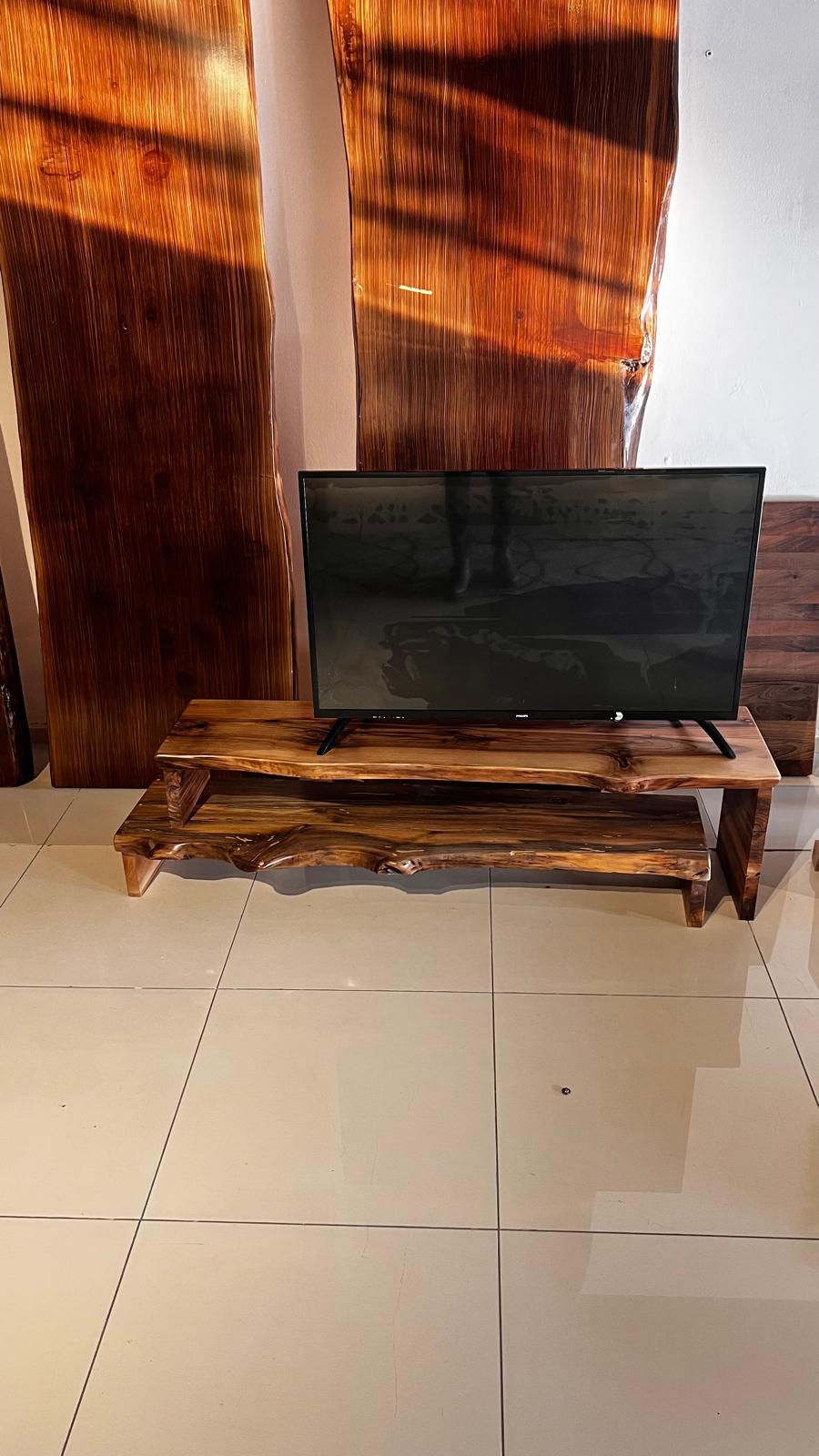Live Edge TV Unit, Walnut TV Console, Television Unit, Walnut TV Stands ...