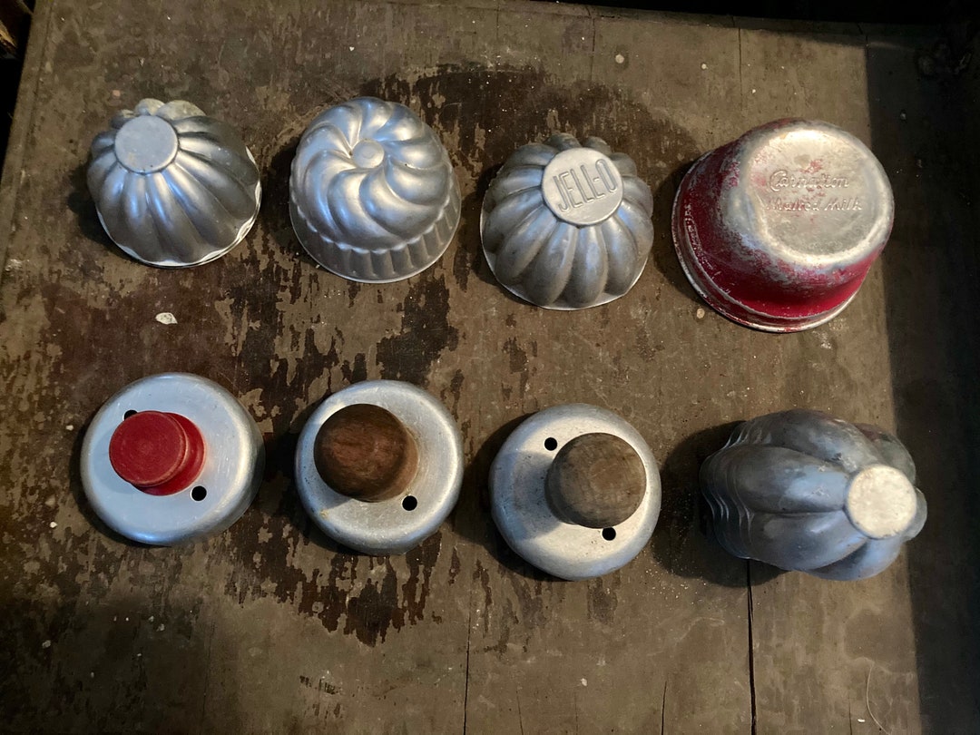 Collection of Vintage Aluminum Cookie Cutters & Jello Molds, Farm House ...