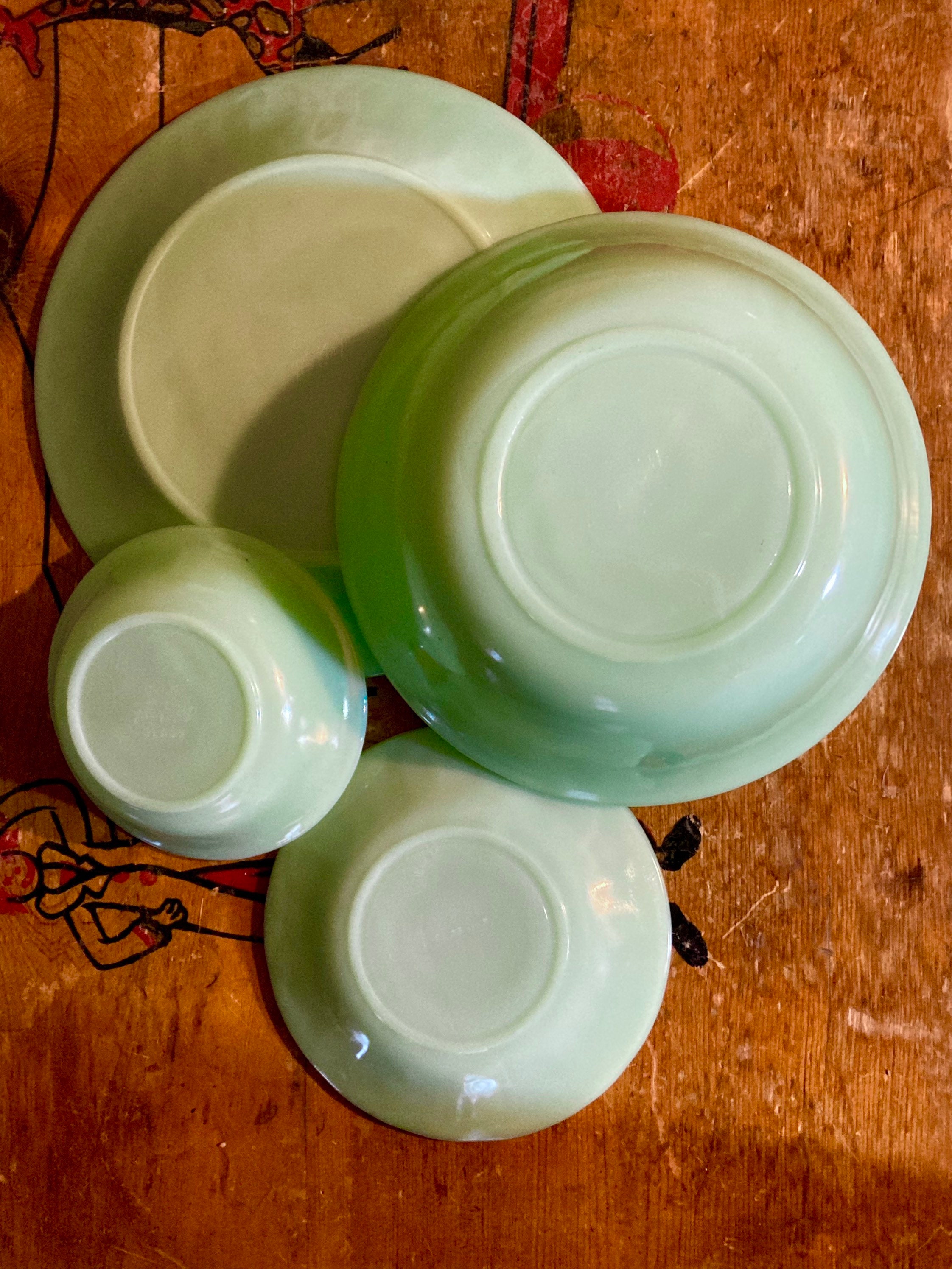 Jadeite Dishes by Fire King in Jane Ray Pattern. Rare Pattern, Never ...