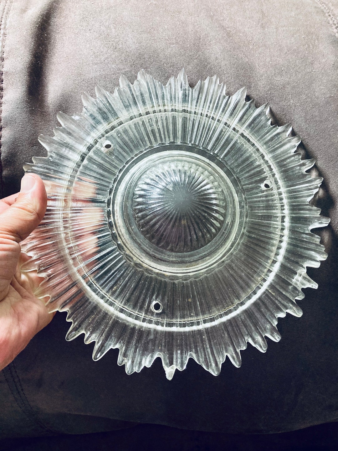 Antique Glass Starbust Hanging Chandelier Light Cover Fixture. No Chain ...