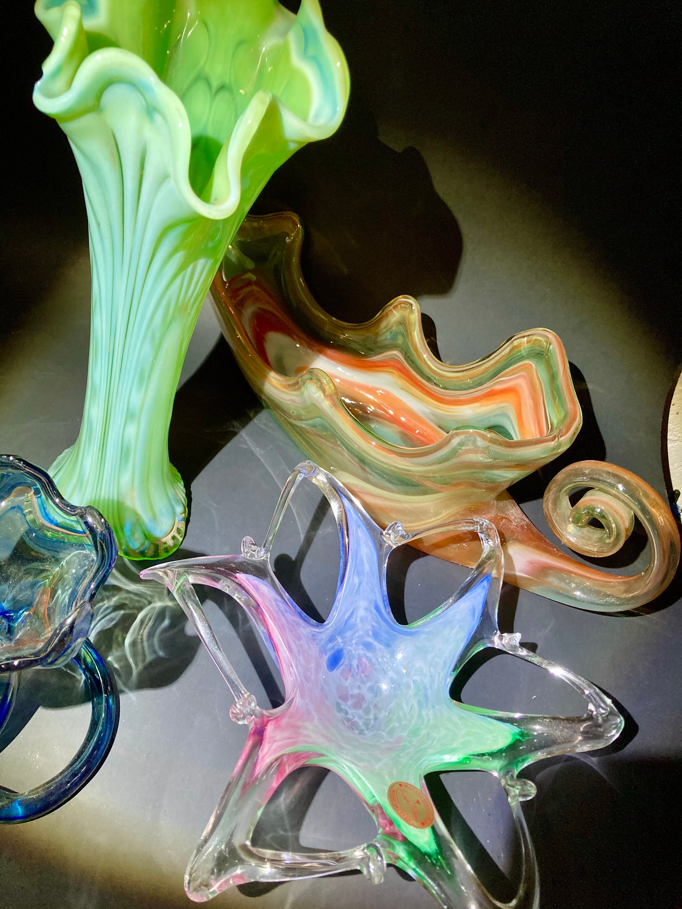 Murano Swirled Art Glass Hand Blown Vases Sleigh and Star. - Etsy