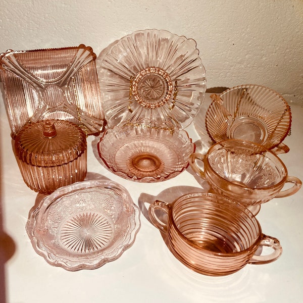Antique Pink Glass - Etsy