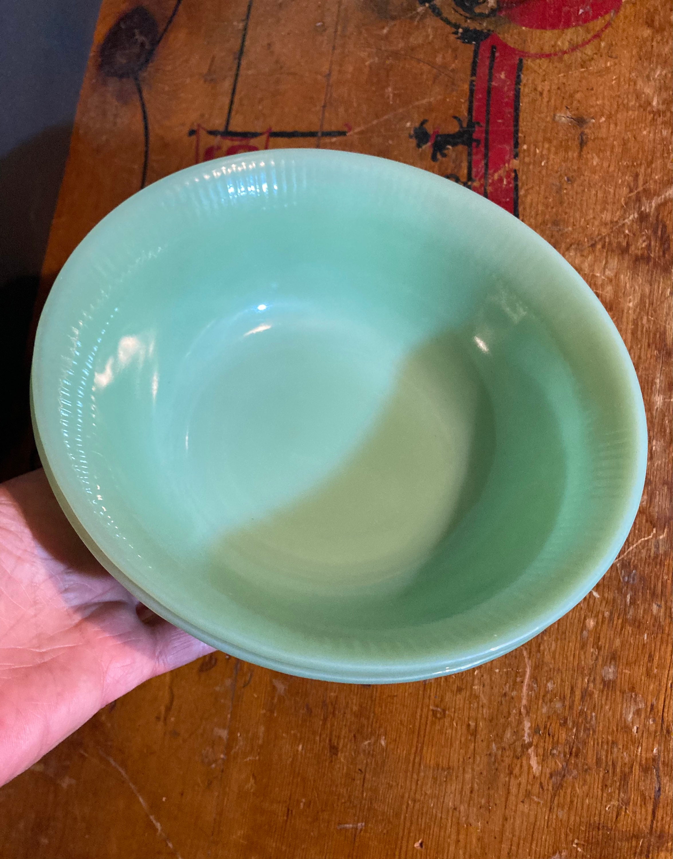 Jadeite Dishes by Fire King in Jane Ray Pattern. Rare Pattern, Never ...