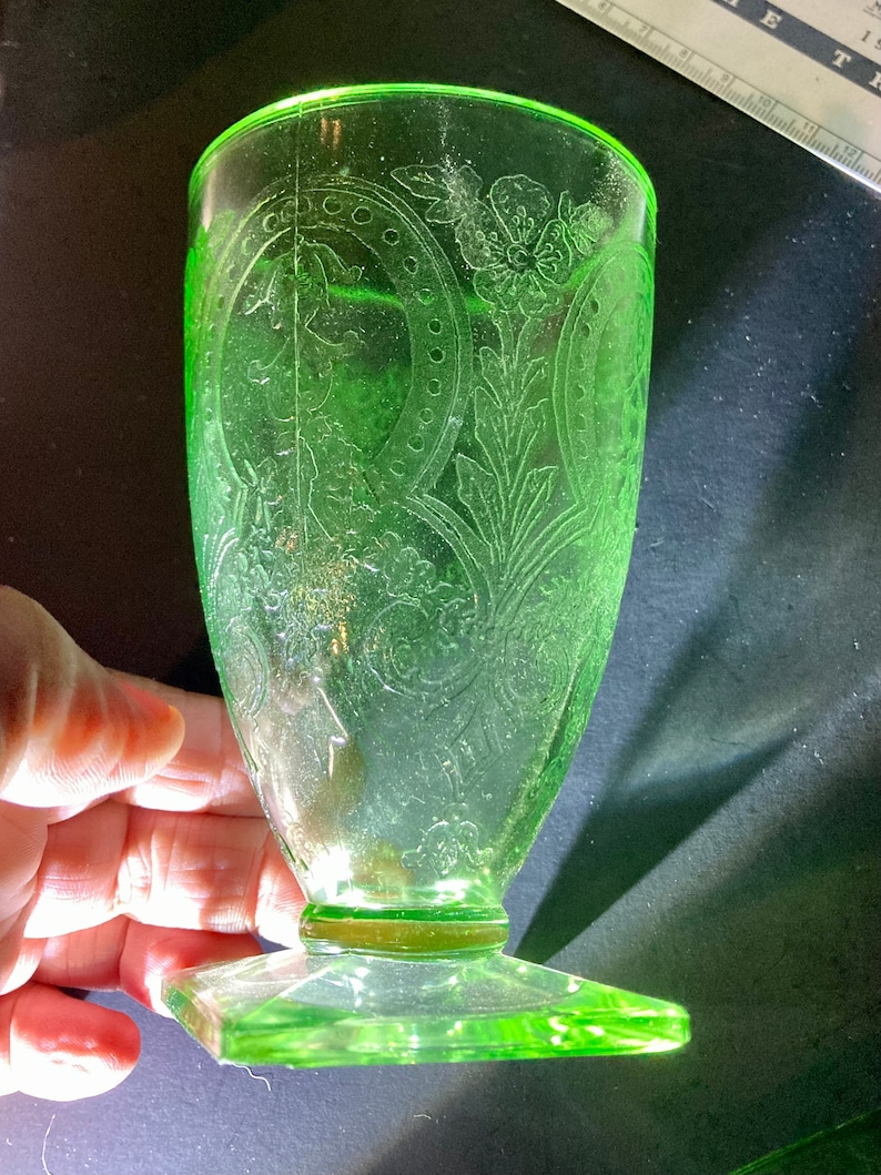 Vintage to Antique Green Uranium Glass in Serving Platter Drinking ...