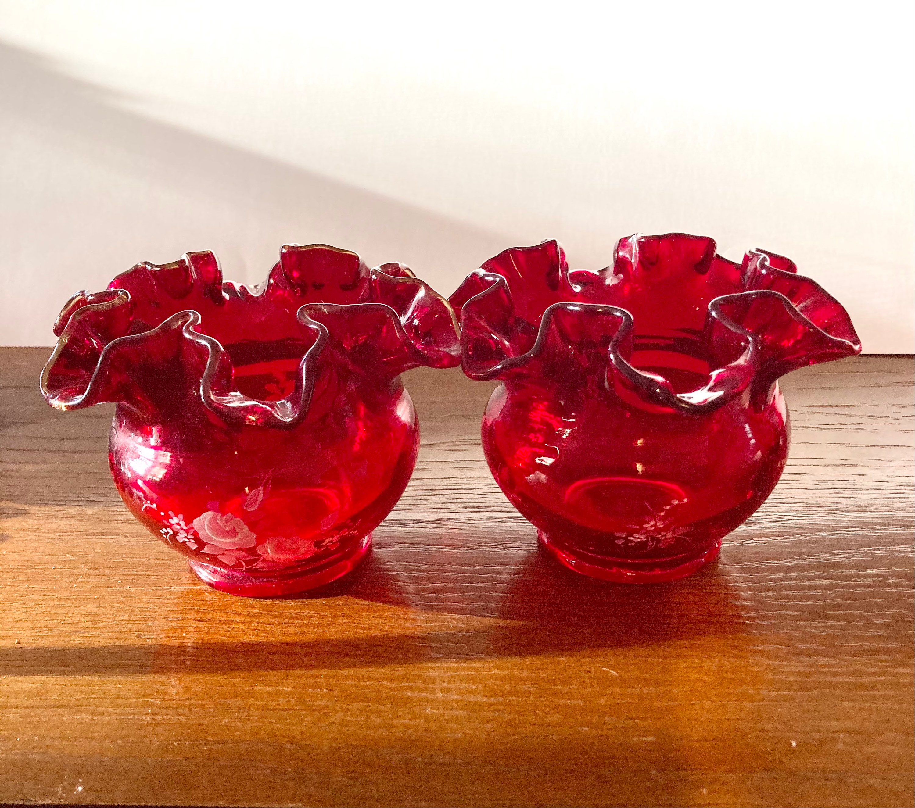 Fenton Ruby Red Art Glass Hand Painted & Artist Signed - Etsy