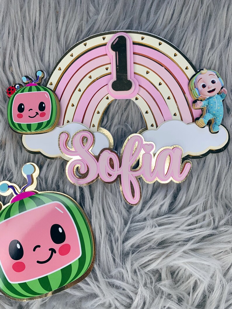 Custom Cocomelon rainbow cake topper for girls - Etsy España