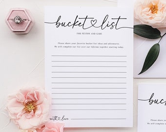 Printable Wedding Bucket List Cards, Bride and Groom, Eucalyptus ...