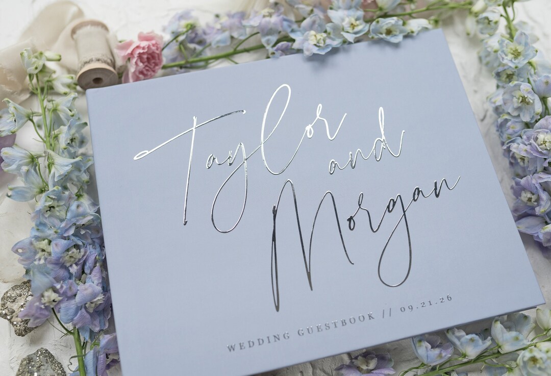 Something Blue Wedding Guest Book, Wedding Hardcover Photo Album, Real ...