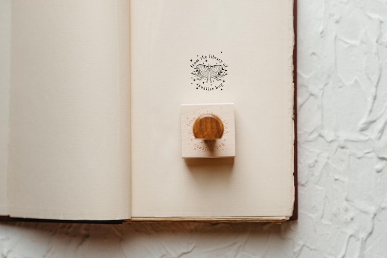 Moth Library Stamp, Book Lover Gift for Her, Goth Witchy Ex Libris ...