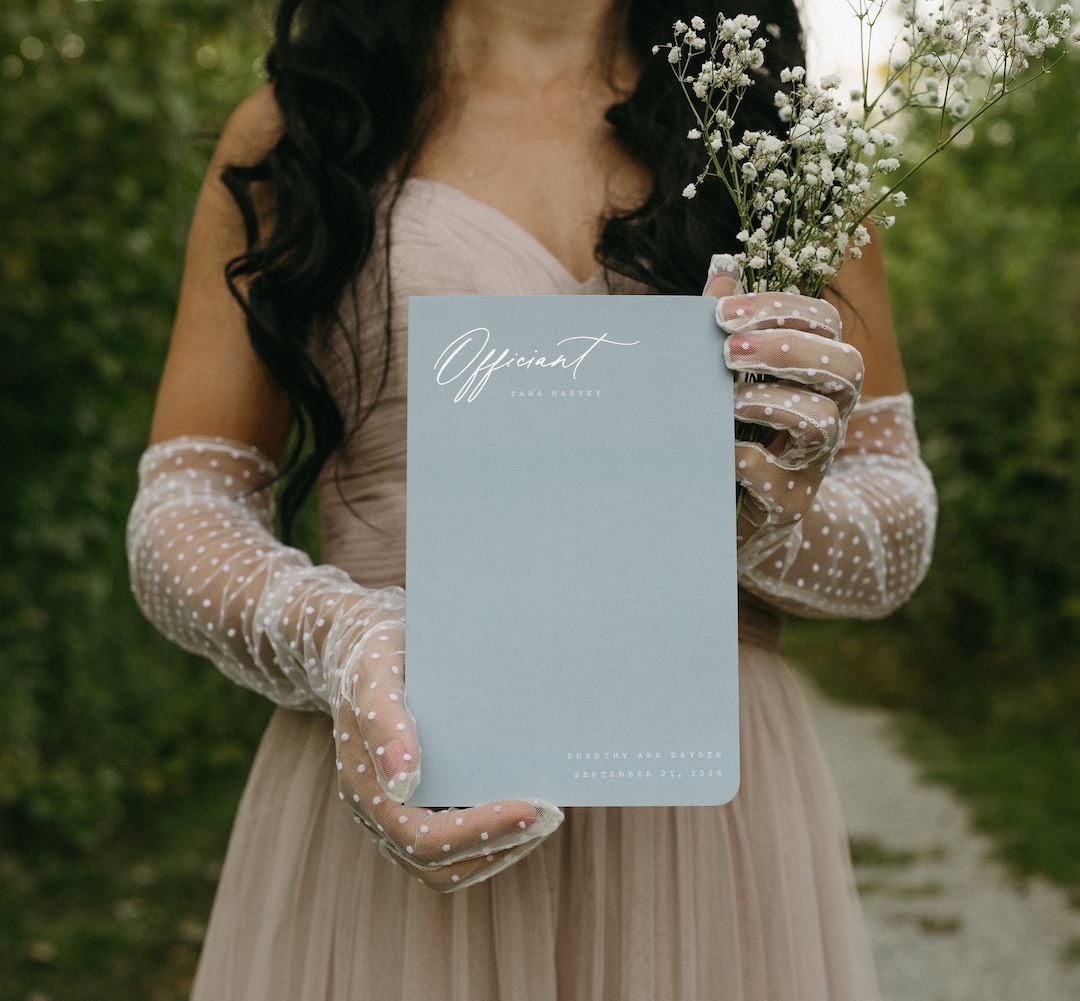 Wedding Officiant Book, Dusty Blue Wedding Notebook, Personalized ...