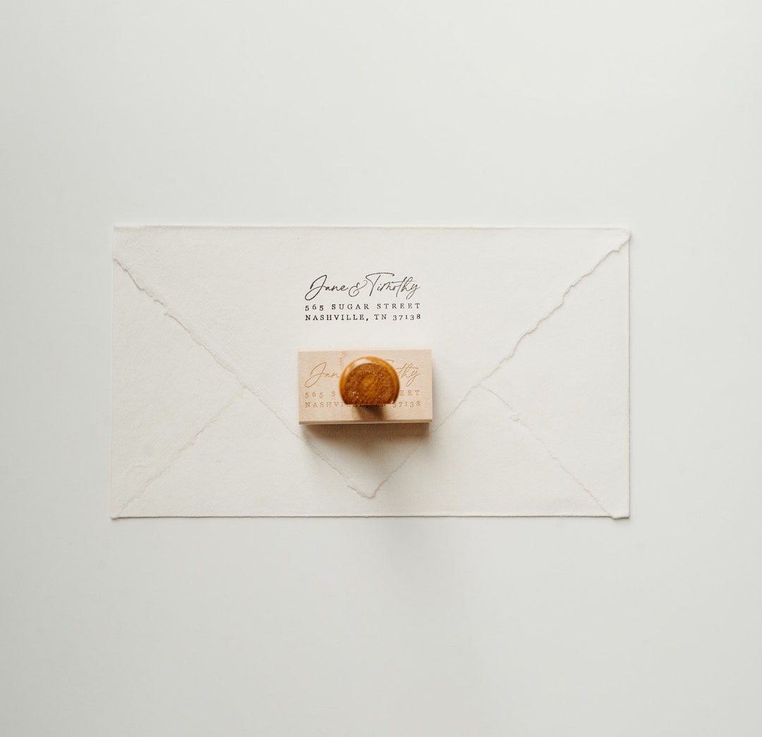 Calligraphy Return Address Stamp, Custom Address Stamp for Wedding ...