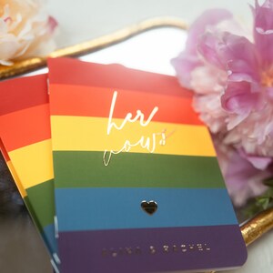 LGBTQ+ Wedding Vow Booklets Set, Personalized Rainbow Vow Books, Hers ...