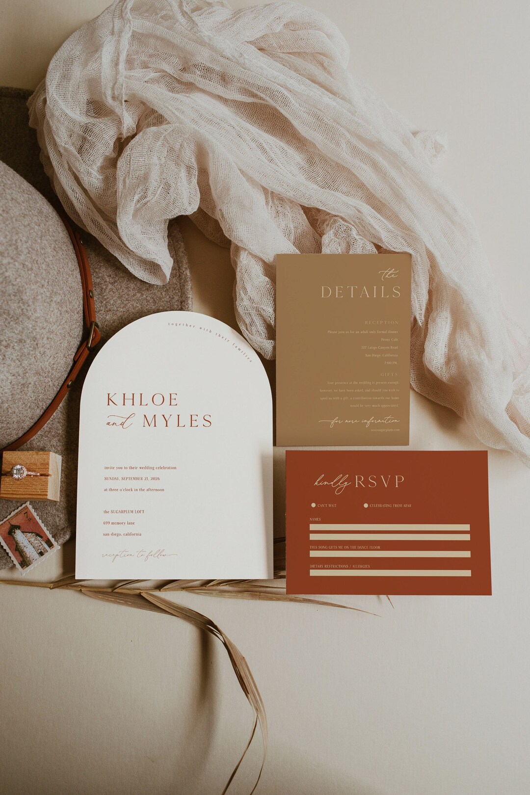 Arch Wedding Invitation Suite Template Minimalist Editable - Etsy