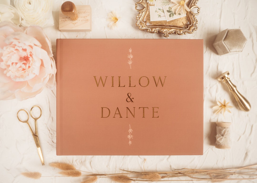 Boho Wedding Guest Book, Custom Wedding Hardcover Photo Album, Brown ...