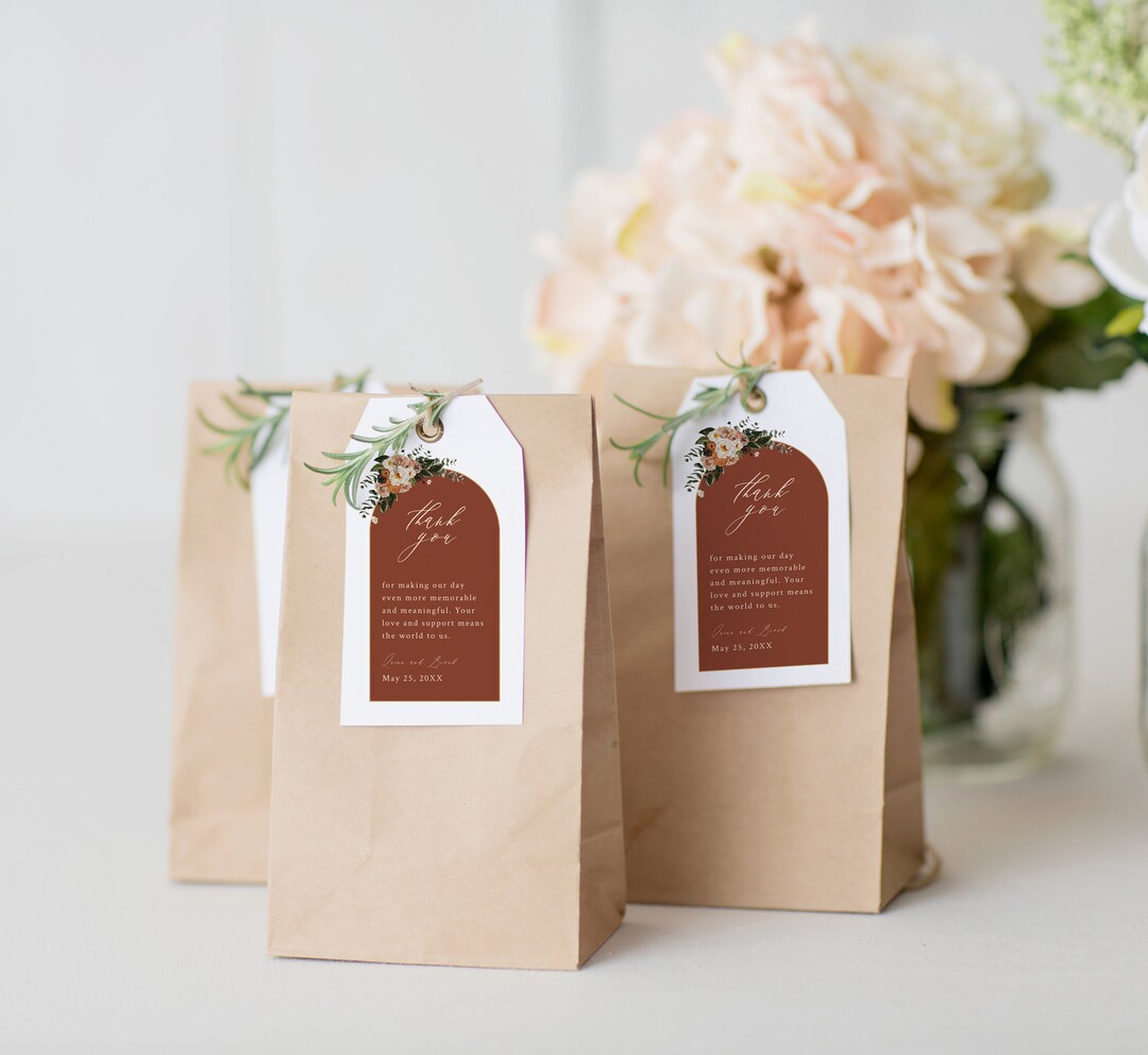 Boho Favor Tag Template, Burnt Orange Wedding Favor Hang Tag ...