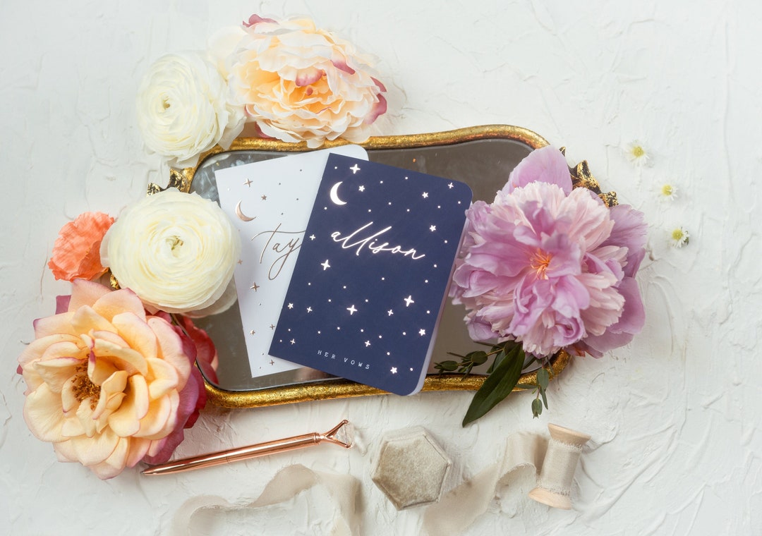 Celestial Wedding Vow Booklets Set, Night Wedding, Stars Vow Books, His and Her Modern Vows ...