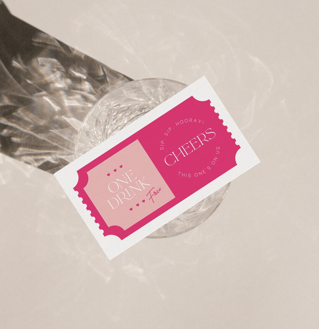 Wedding Drink Voucher Template, Cute Wedding Drink Ticket Template ...