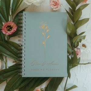 Boho Wedding Planner Book, Floral Custom Wedding Planner, Real Gold ...