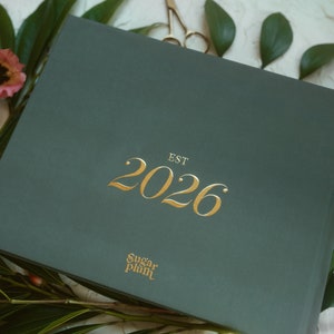 Green Wedding Guest Book, Real Foil Hardcover, Modern Typography ...