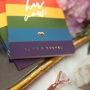 LGBTQ+ Wedding Vow Booklets Set, Personalized Rainbow Vow Books, Hers ...