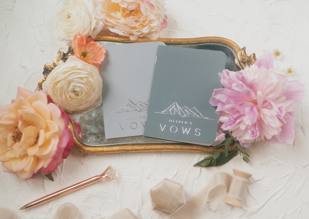 Mountain Wedding Vow Booklets Set, Colorado Wedding Vow Books, Teal His ...