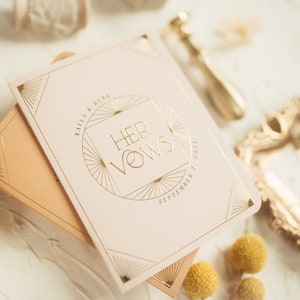 Gold Wedding Vow Booklets Set, Art Deco Wedding, Vintage Wedding ...