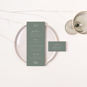 Sage Green Wedding Menu Template, Printable Menu and Place Cards ...