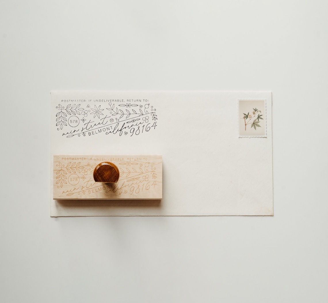 Elegant Return Address Rubber Stamp, Corner, Ornate, Large, Boho Stamp ...