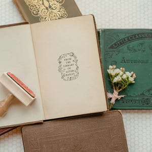 Boho Personalized Book Stamp, Flowers Ex Libris Stamp, Wildflower ...