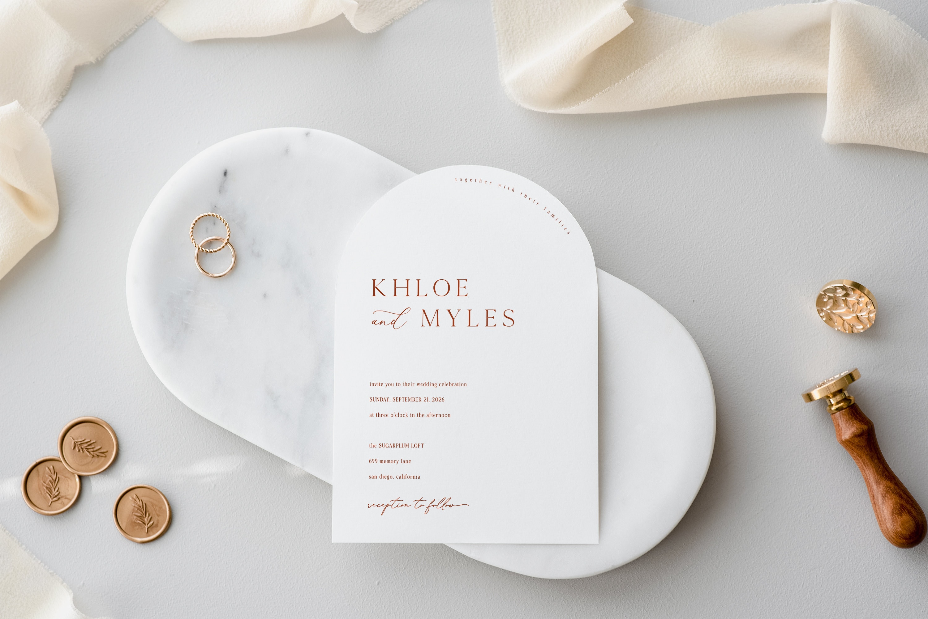 Arch Wedding Invitation Suite Template, Minimalist Editable Wedding ...