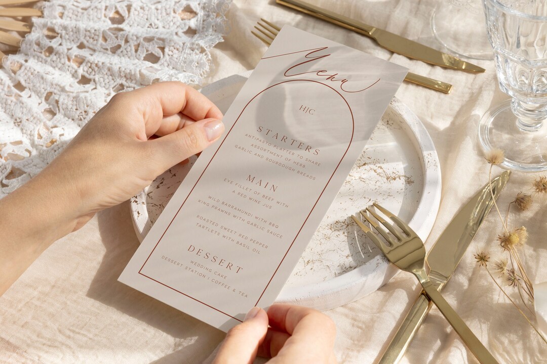 Arch Menu Template, Personalized Wedding Menu, Boho Reception Menu ...