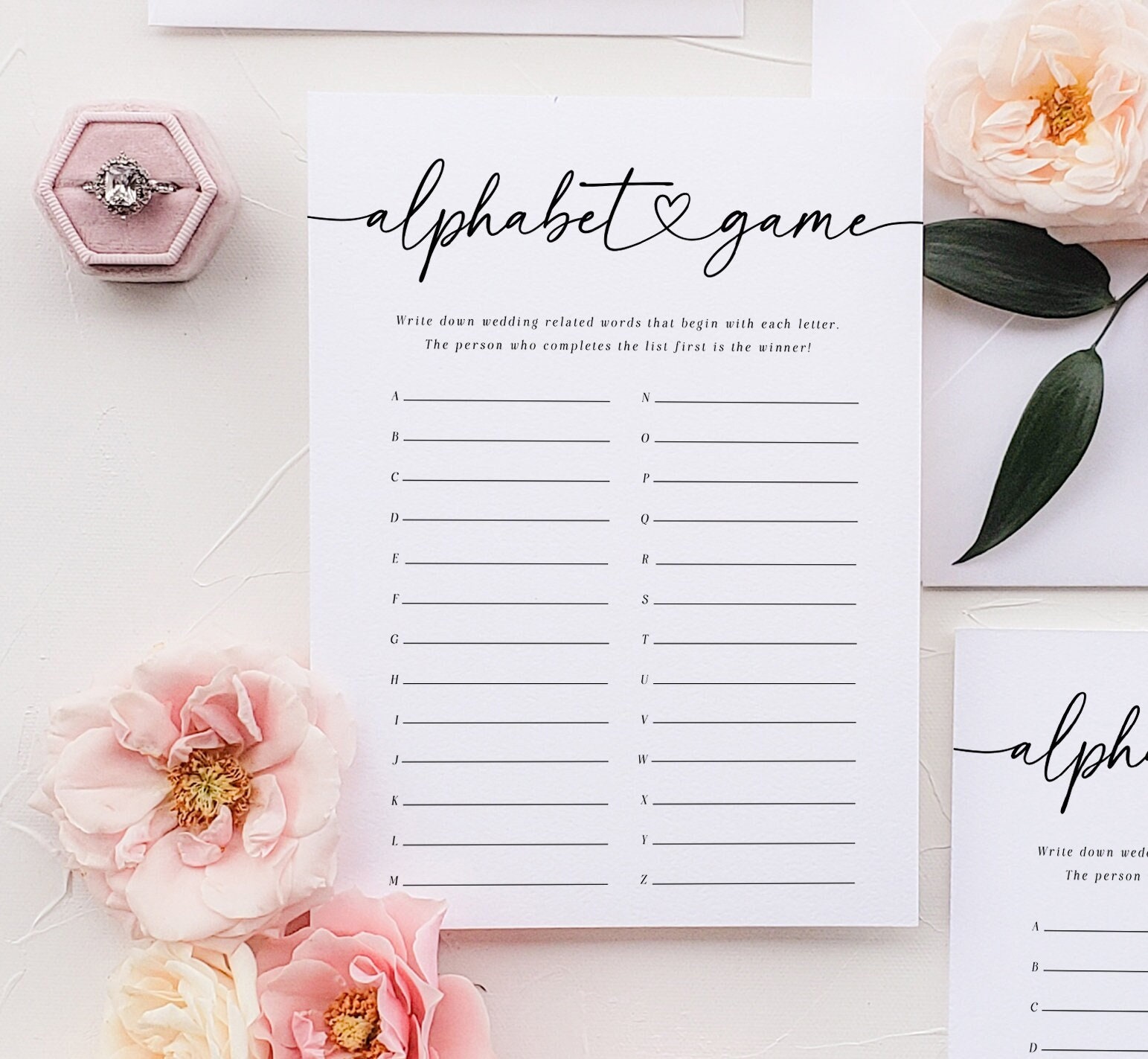 Bridal Alphabet Game Wedding A to Z Wedding Alphabet Game - Etsy