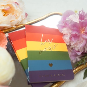 LGBTQ+ Wedding Vow Booklets Set, Personalized Rainbow Vow Books, Hers ...
