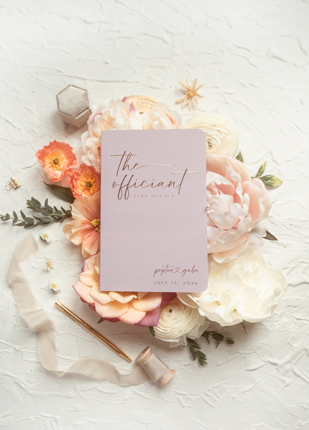 Wedding Officiant Book, Blush Wedding Booklet, Personalized Reverend ...