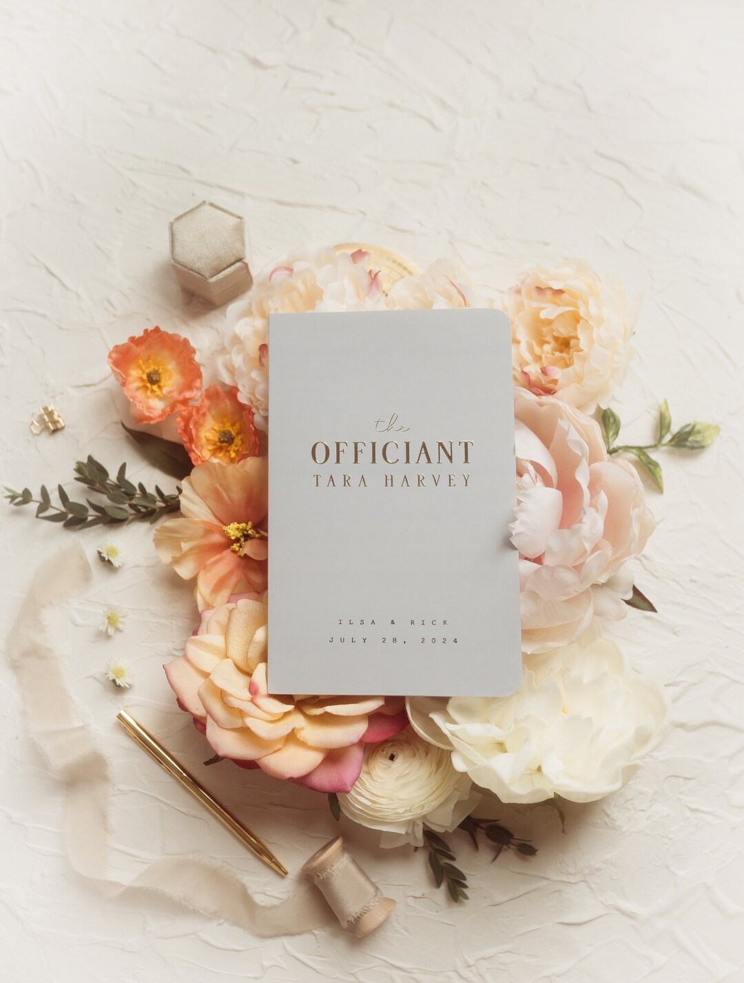 Wedding Officiant Book, Gray Wedding Booklet, Personalized Reverend ...